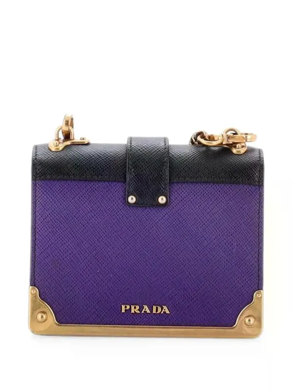 Prada Cahier Embellished Leather Micro Crossbody Bag - Black
