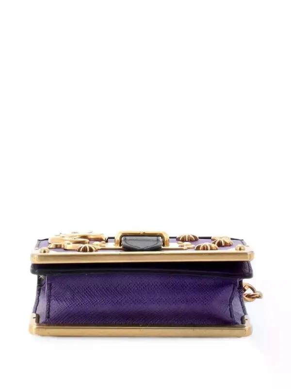Prada Cahier Embellished Leather Micro Crossbody Bag
