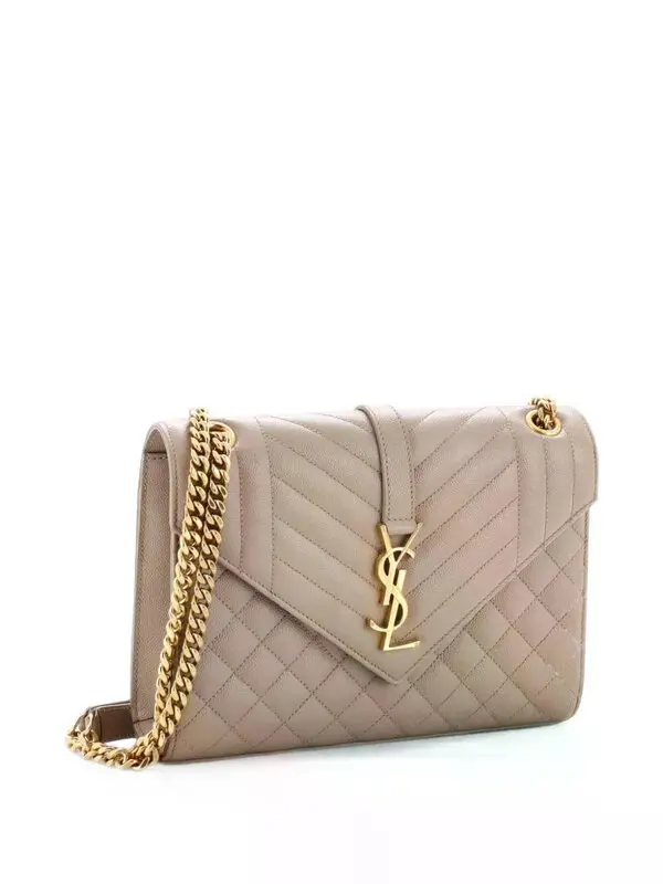 Saint Laurent Classic Monogram Envelope Satchel Mixed Matelasse Leather Medium Shoulder Bag