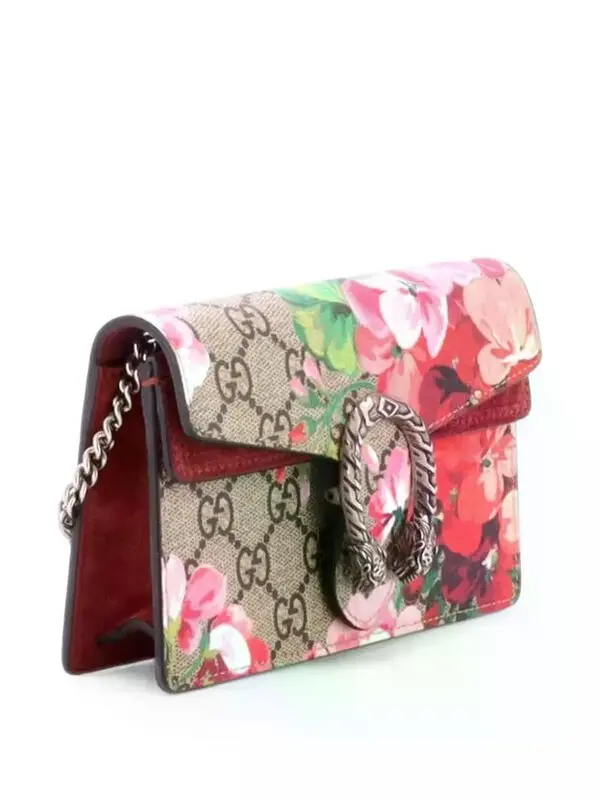 Gucci Dionysus Blooms Print Gg Coated Canvas Super Mini Crossbody Bag - Brown