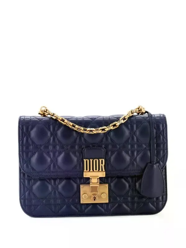 Dior Dioraddict Flap Bag Cannage Quilt Lambskin Medium Shoulder Bag - Blue