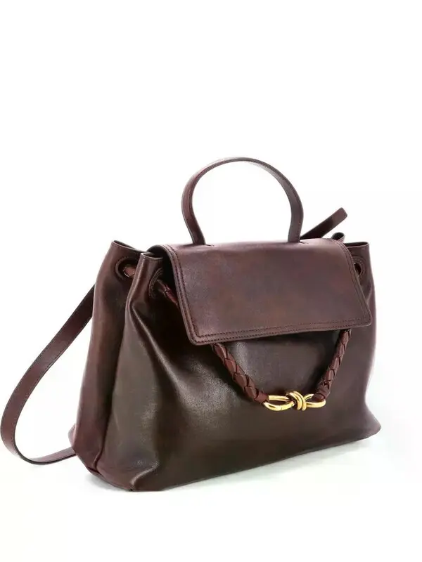 Bottega Veneta Ciao Ciao Top Handle Bag Leather With Intrecciato Detail Medium Satchel - Brown