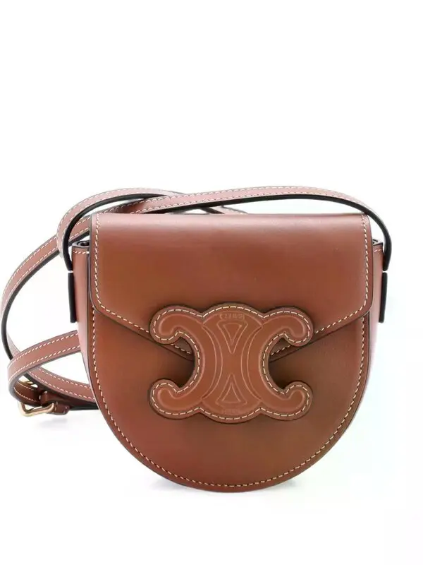 Celine Cuir Triomphe Besace Flap Bag Leather Mini Crossbody Bag