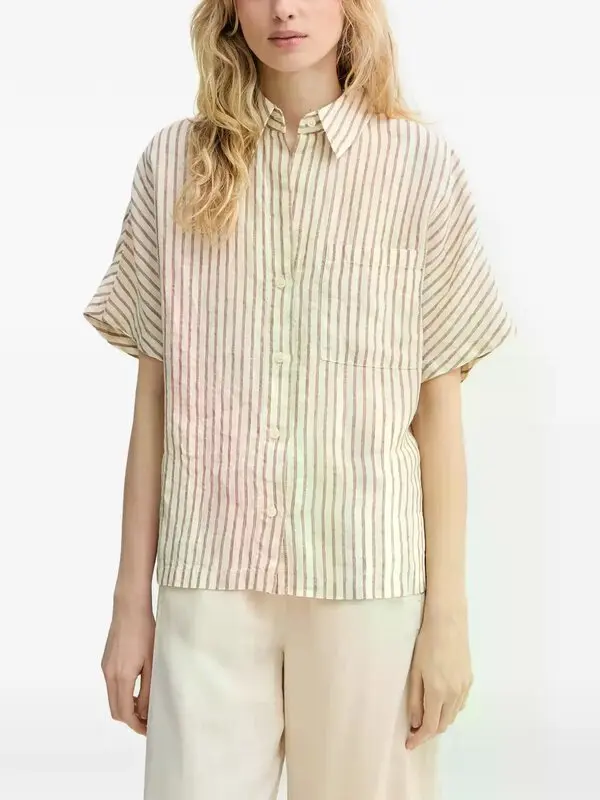 Marc O'polo Vertical-stripe Short-sleeve Shirt - Brown