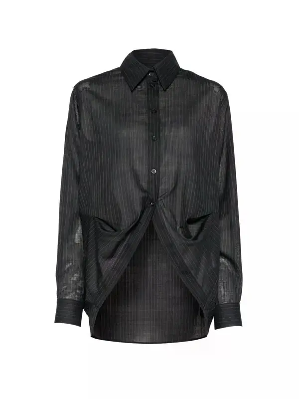 LITKOVSKA Pinstripe Draped-hem Shirt