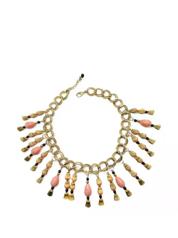 JENNIFER GIBSON JEWELLERY 1960s Egyptian Revival Droplet Bib Necklace - Gold
