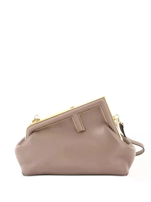 Fendi First Bag Leather Clutch Bag - Grey