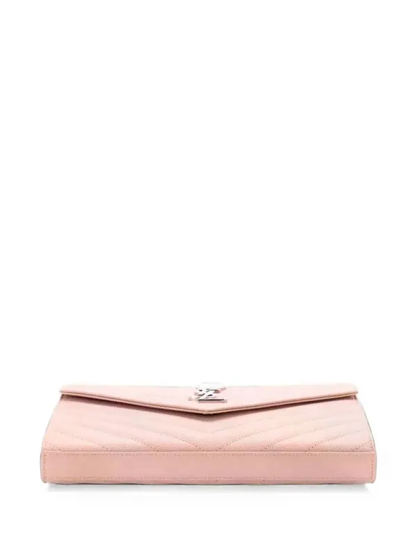 Saint Laurent Classic Monogram Wallet On Chain Matelasse Chevron Leather Medium Crossbody Bag