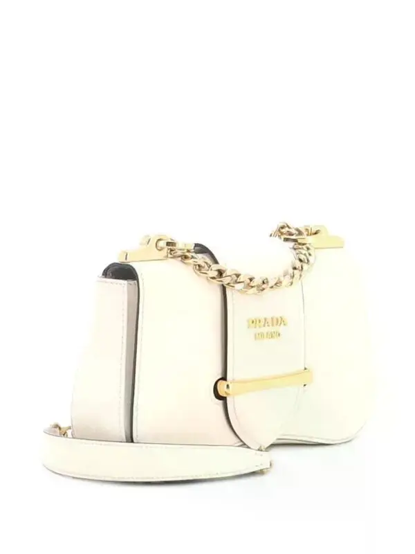Prada Sidonie Chain Saffiano Leather Shoulder Bag - Neutrals