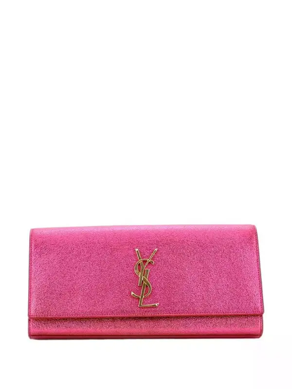 Saint Laurent Classic Monogram Metallic Calfskin Long Clutch Bag