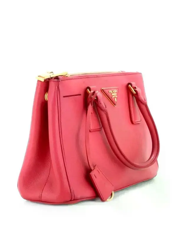 Prada Bicolor Double Zip Lux Tote Saffiano Leather Mini Satchel - Pink