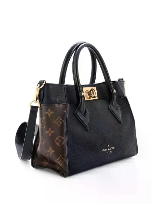 LOUIS VUITTON On My Side Tote Leather With Monogram Canvas Pm Shoulder Bag