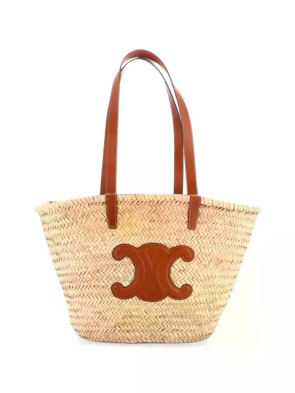 Celine Triomphe Raffia Shoulder Bag - Neutrals
