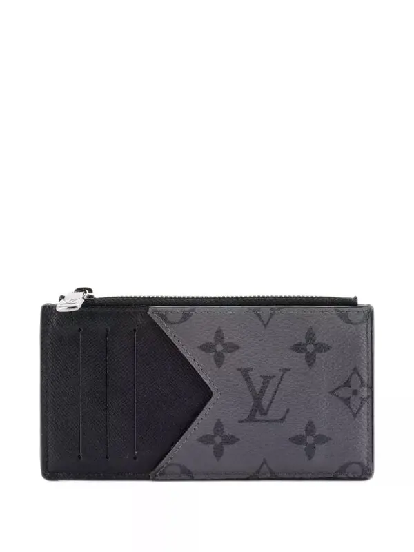 LOUIS VUITTON Coin Reverse Monogram Eclipse Canvas Card Holder - Black