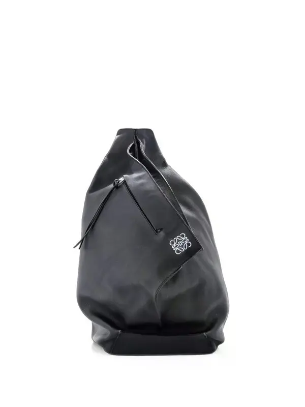 Loewe Anton Sling Bag Leather Medium Backpack - Black