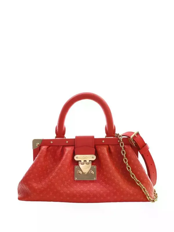 LOUIS VUITTON Embossed Calfskin Nanogram Satchel - Red