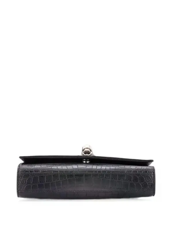 Saint Laurent Monogram Tassel Crocodile Embossed Leather Medium Crossbody Bag