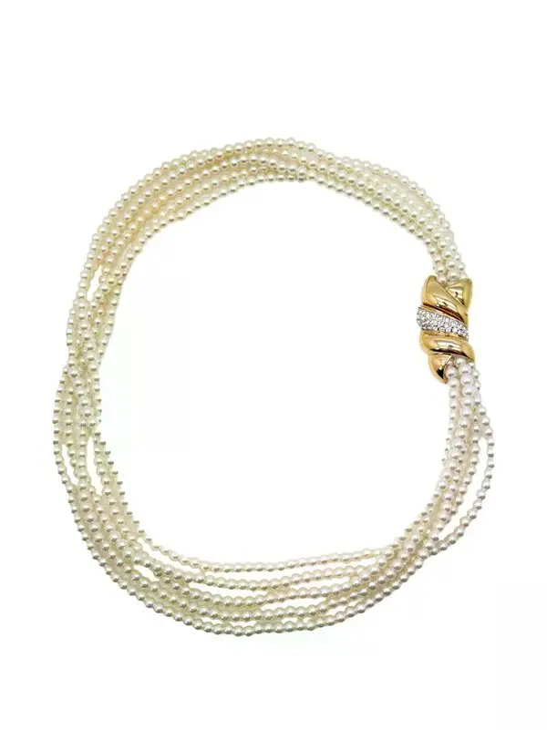 JENNIFER GIBSON JEWELLERY 1980s Pearl-wave Clasp Necklace - Gold