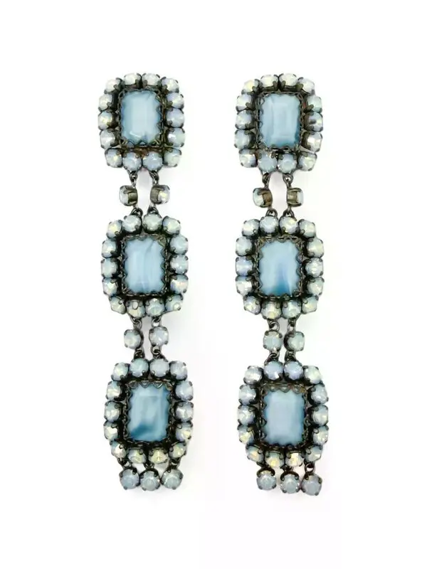 JENNIFER GIBSON JEWELLERY 1980s Opaline-glass Shoulder-duster Earrings - Grey