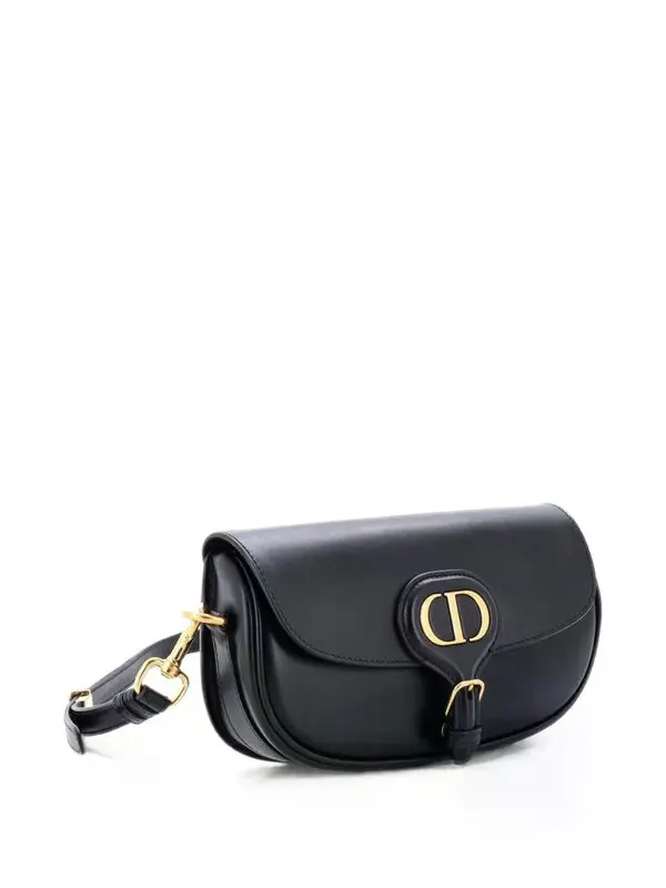Dior Bobby Flap Bag Leather East West Crossbody Bag - Black