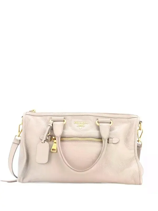 Prada Front Zip Convertible Vitello Phenix Medium Satchel