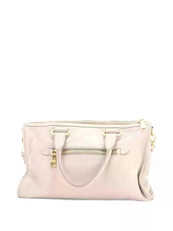 Prada Front Zip Convertible Vitello Phenix Medium Satchel