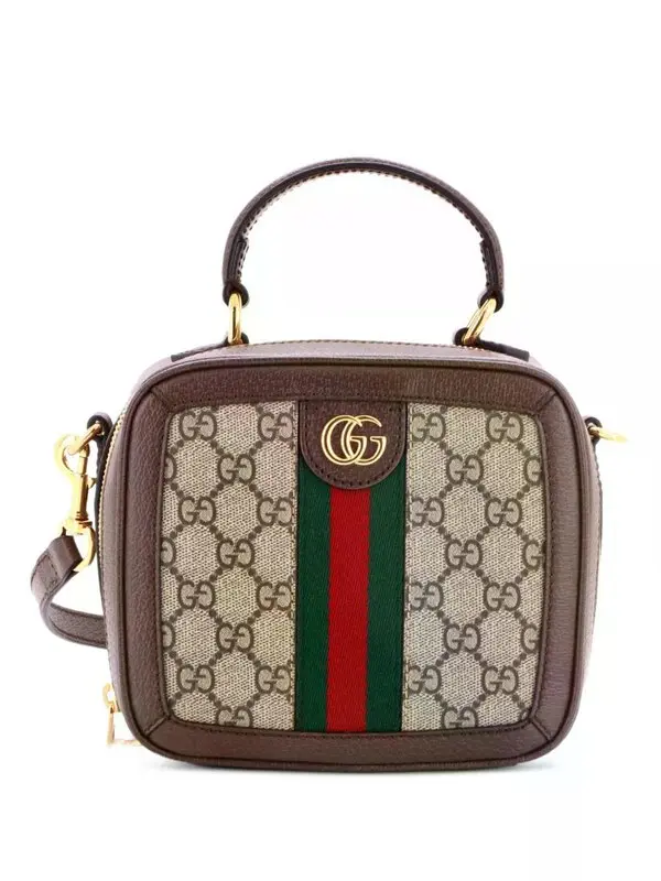 Gucci Ophidia Zip Around Top Handle Mini Satchel - Brown