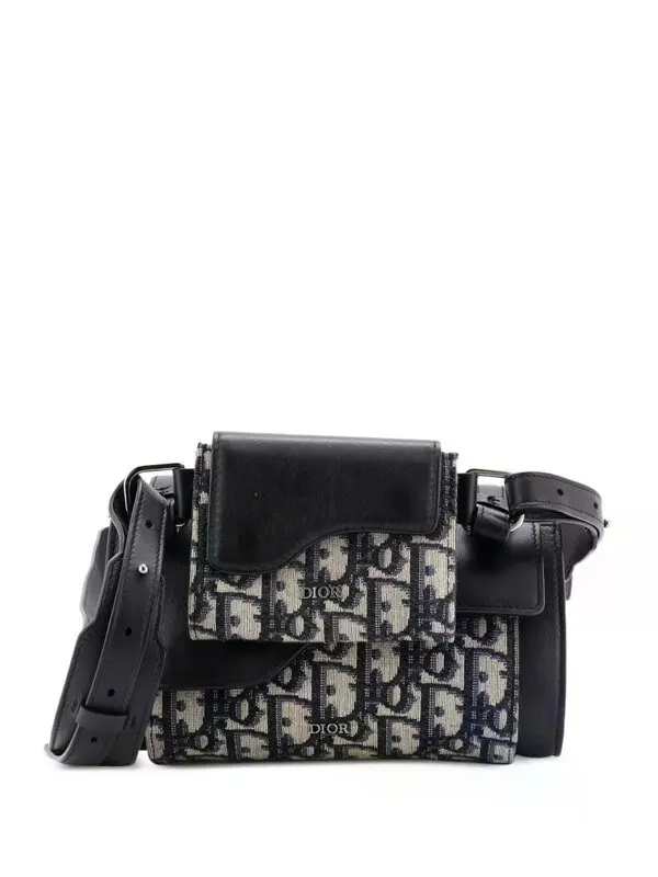 Dior Elite Shoulder Pouch Oblique Canvas Crossbody Bag - Black