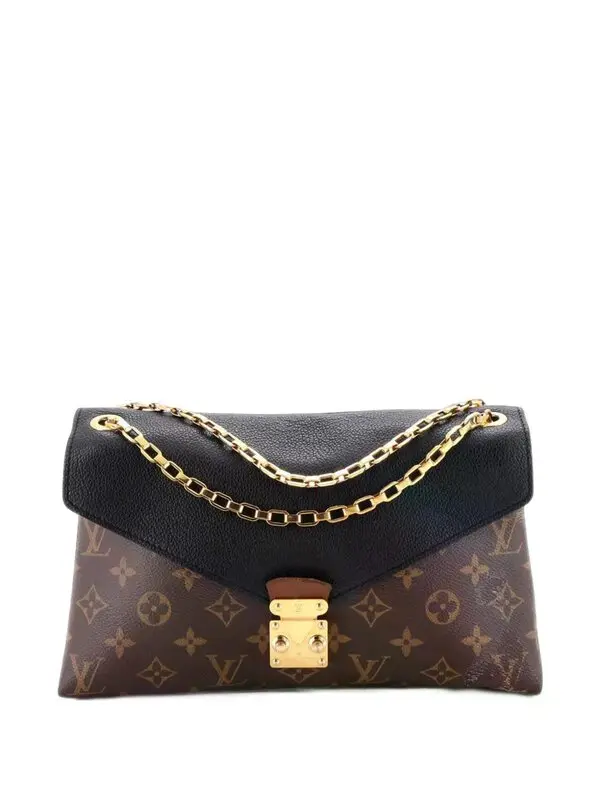 LOUIS VUITTON Pallas Chain Monogram Canvas And Calfskin Shoulder Bag - Black