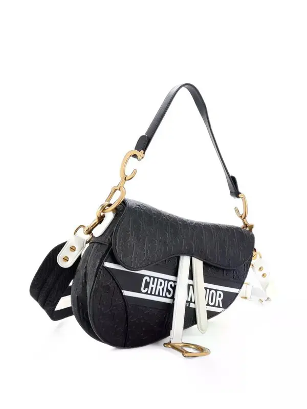 Dior Saddle Handbag Oblique Embossed Calfskin Medium Shoulder Bag