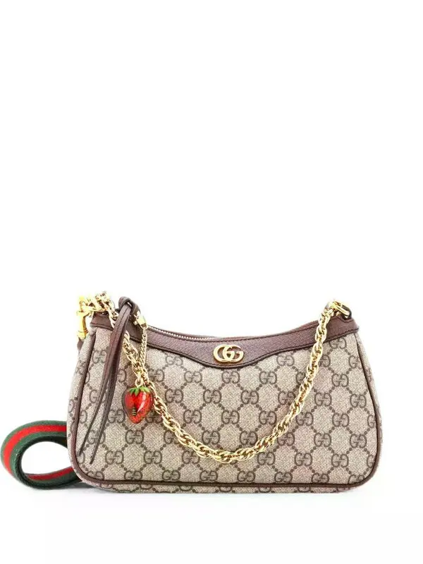 Gucci Ophidia Charm Shoulder Bag Gg Coated Canvas Small Crossbody Bag - Brown