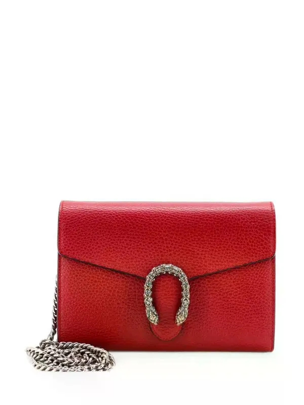 Gucci Dionysus Chain Wallet Leather With Embellished Detail Small Crossbody Bag - Red