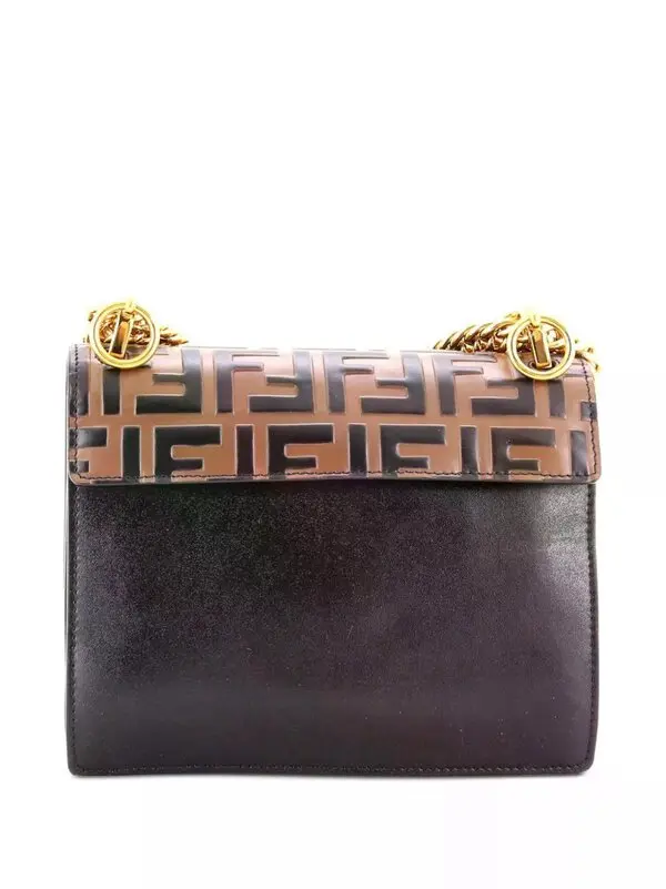 Fendi Kan I Zucca Embossed Leather Shoulder Bag - Black