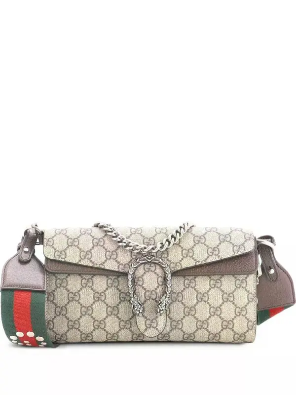 Gucci Dionysus East-west Flap Gg Coated Canvas Small Shoulder Bag - Brown