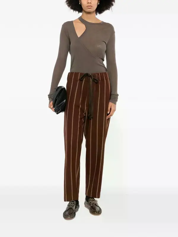 UMA WANG Stripe-pattern Drawstring Trousers