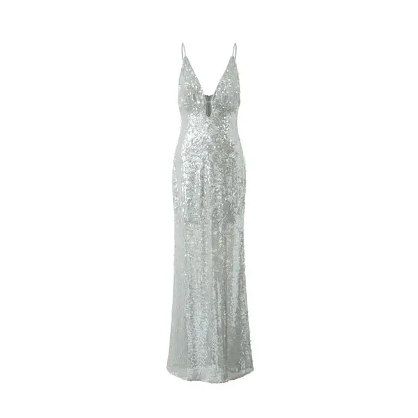 AISL Sequin Plunge Gown Frosted