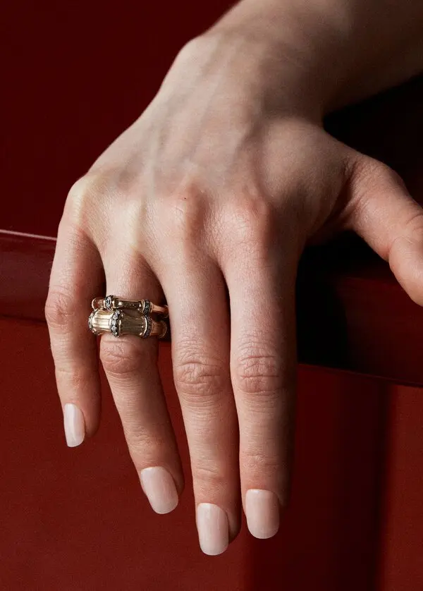 LUCY DELIUS 14kt Diamond Pavé Bamboo Ring - Gold