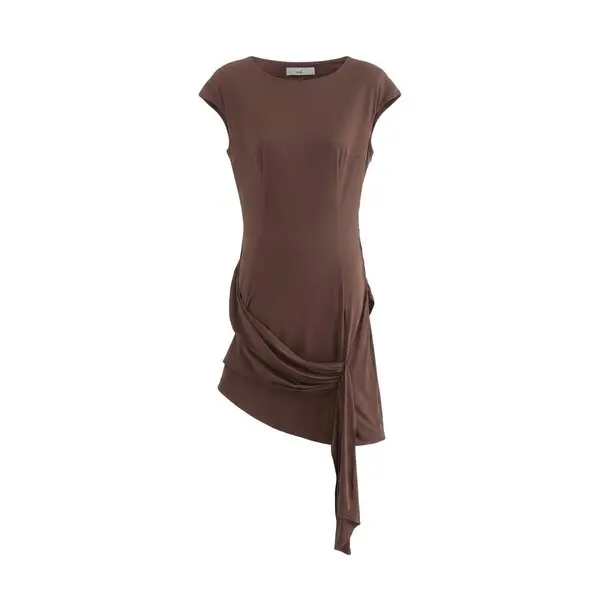 AISL Ruched Drape Cascade Mini Dress