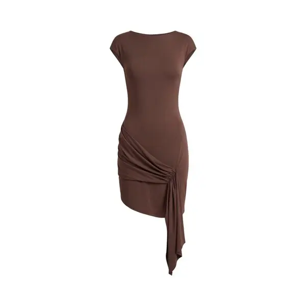 AISL Ruched Drape Cascade Mini Dress
