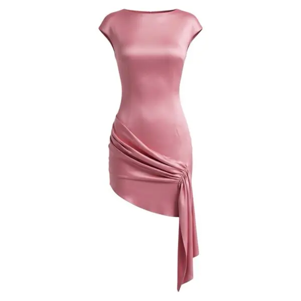 AISL Ruched Drape Cascade Mini Dress