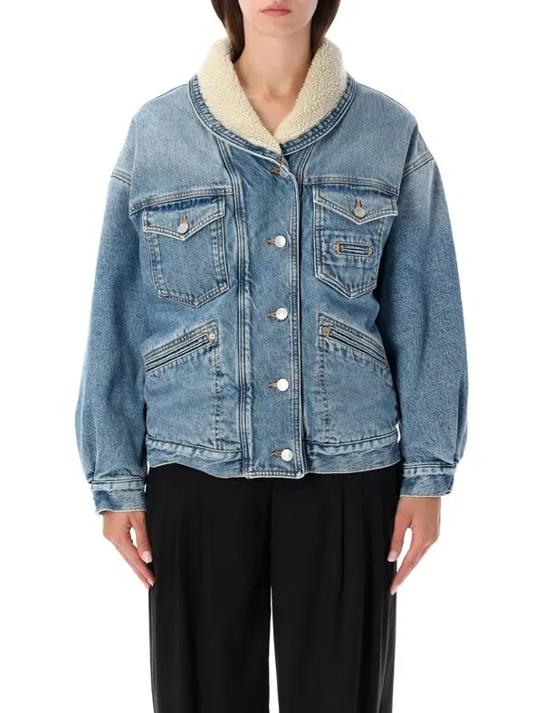 Isabel Marant Étoile Sherpa-lined Denim Jacket - Blu