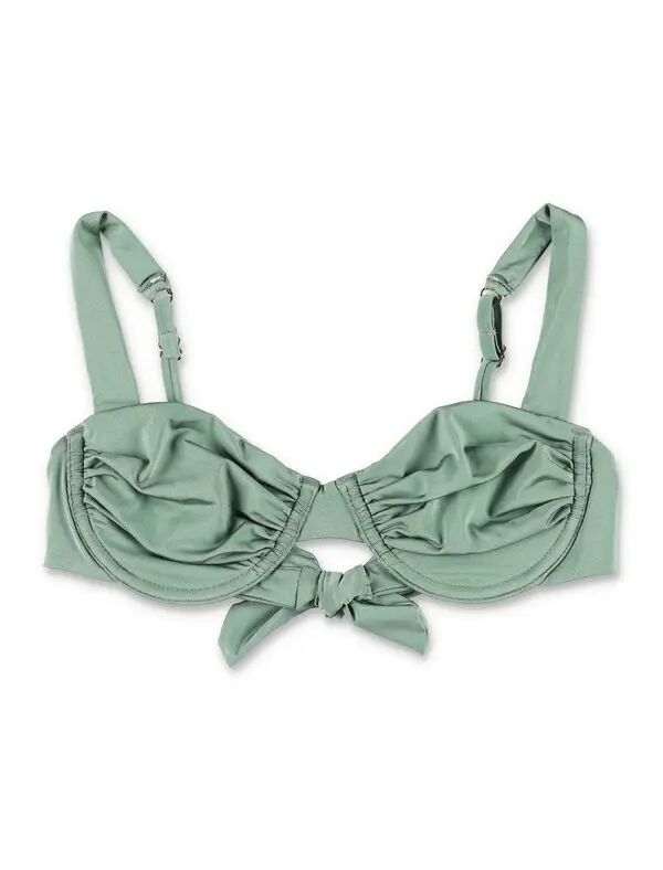 BELAMER Aless Ruched Tie Bikini Top - Green