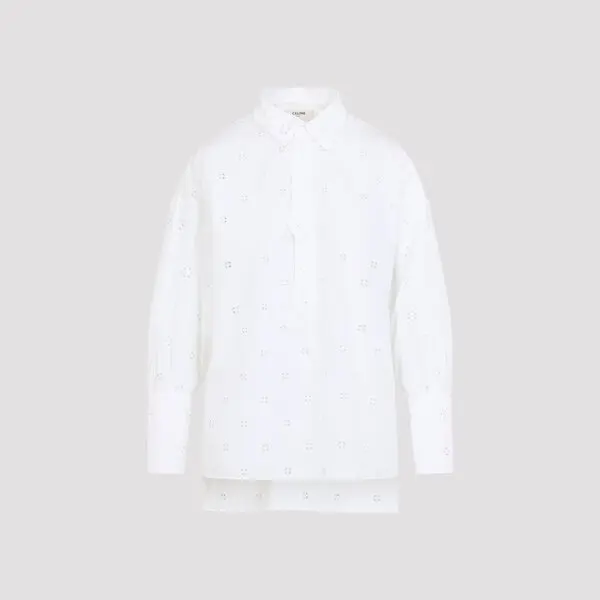 Celine Embroidered Cotton Shirt - White