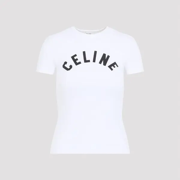 Celine Logo Graphic Cotton T-shirt - White