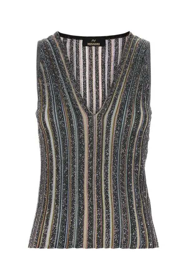 Missoni Embroidered Viscose-blend Top With Metallic Fiber