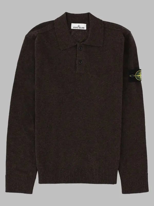 Stone Island Virgin Wool Knit Polo Sweater