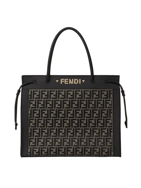 Fendi Ff Logo Tote Handbag - Tabacomoro