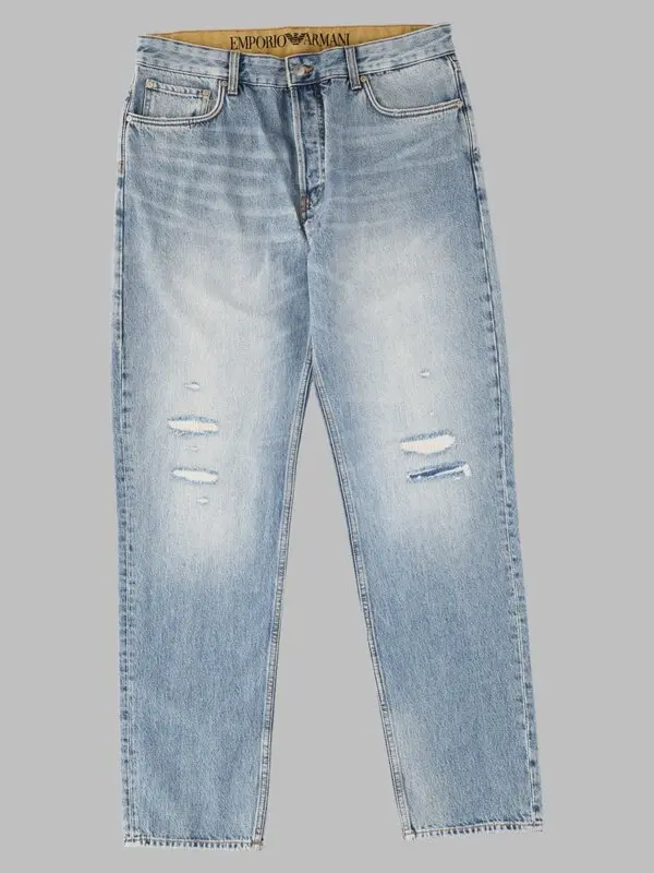Emporio Armani Distressed Straight-leg Jeans