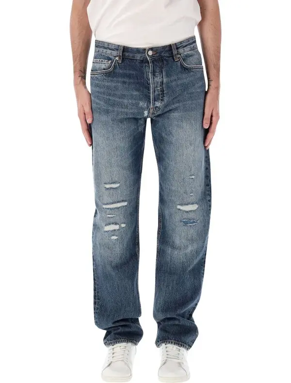 Emporio Armani Distressed Straight Leg Jeans - Denim