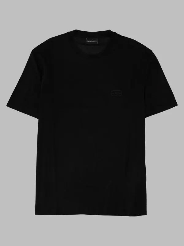 Emporio Armani S Crewneck T-shirt With Tonal Logo - Black